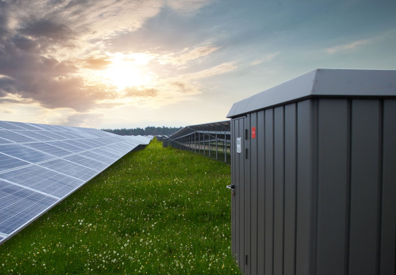 Secondary substations for solar cell projects at a former airport in ...